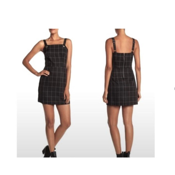 BeBop | Dresses | Bebop Size M Black Plaid Print Overall Square ...